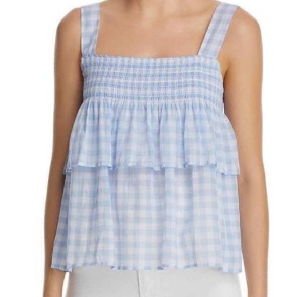 Rebecca Minkoff | Tops | Rebecca Minkoff Blue Gingham Top | Poshmark